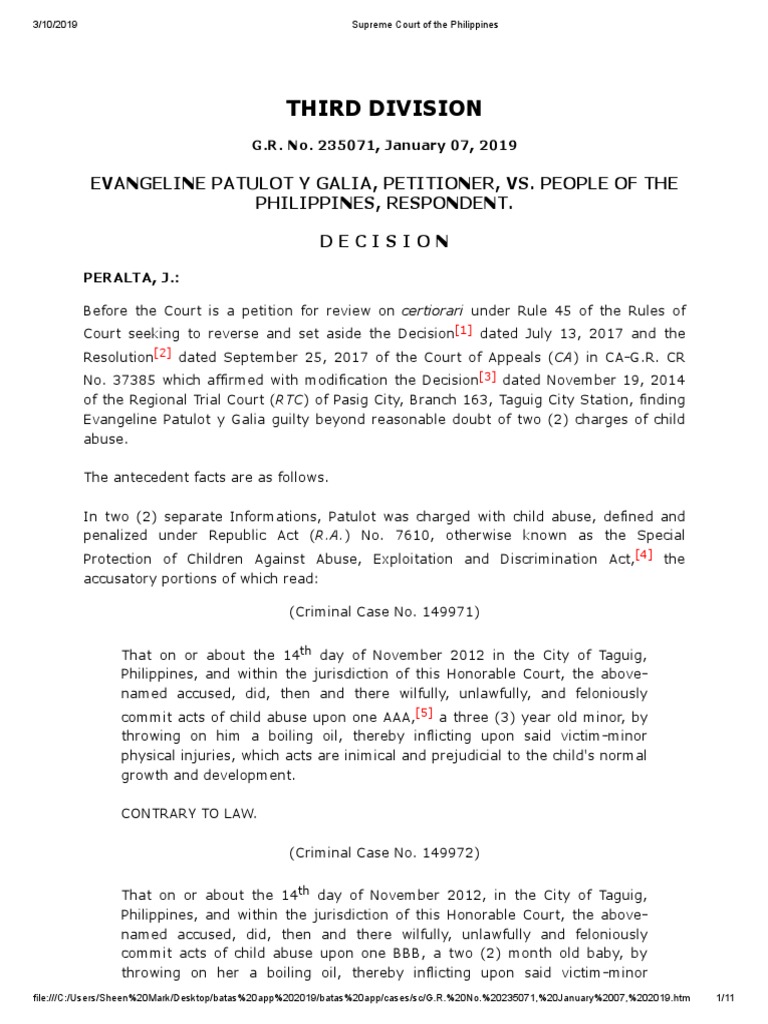 Child Abuse Case: Patulot v. People | PDF | Child Abuse | Crime & Violence