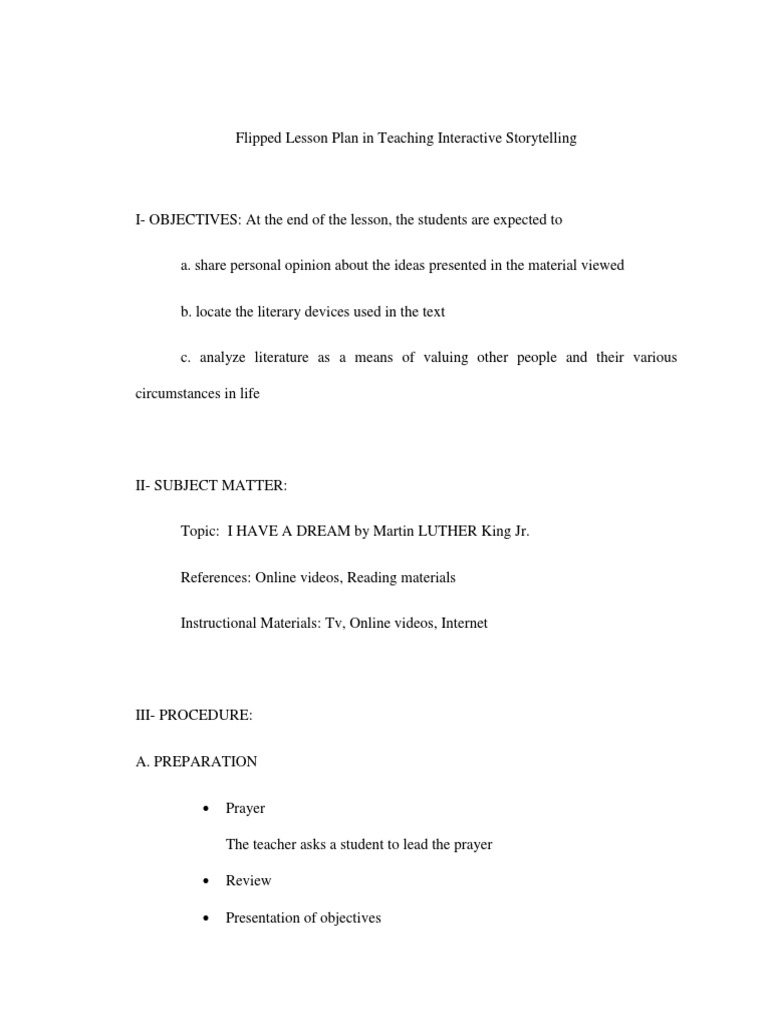 I Have A Dream | PDF | Teachers | Lesson Plan