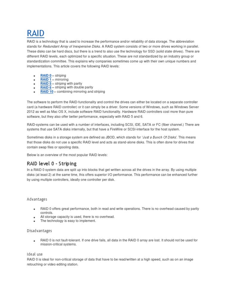 RAID Level 0 - Striping: Redundant Array of Inexpensive Disks | PDF | Hard Disk Drive | Computer ...