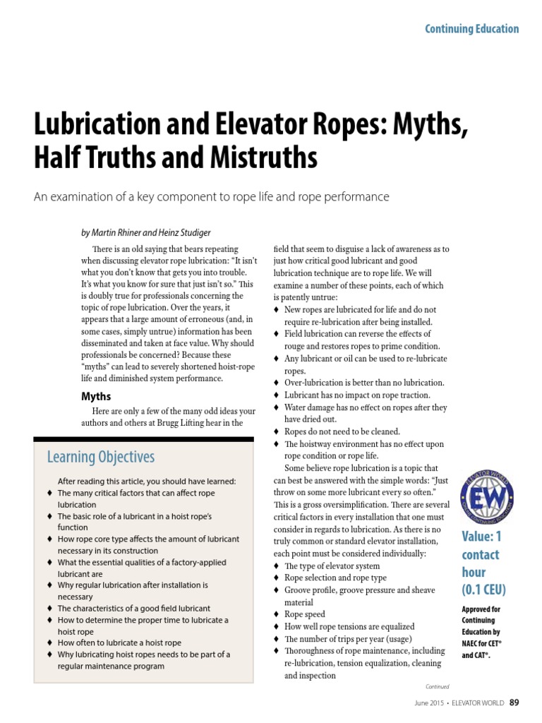 Lubrication and Elevator Ropes | PDF | Lubricant | Rope