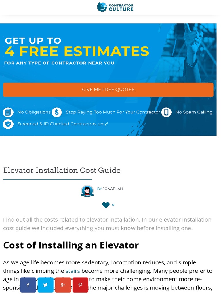 Elevator Installation Cost Guide, Specs & Instructions ...