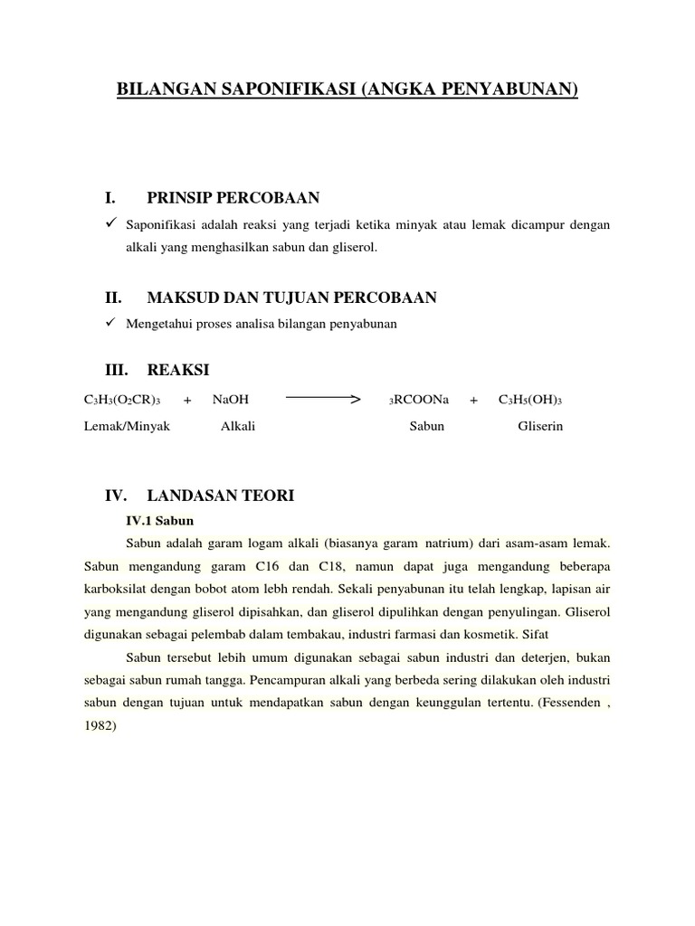LAPORAN PTK SAPONIFIKASI Fix | PDF