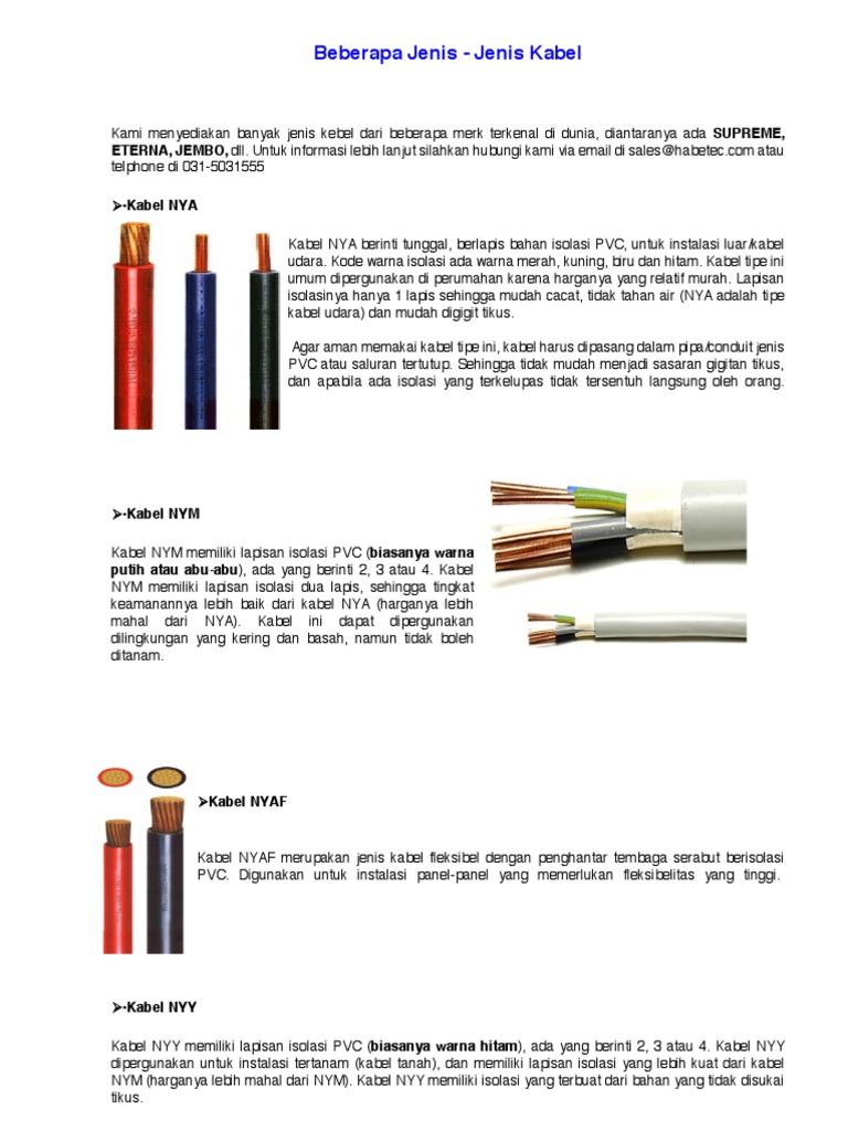 Jenis-jenis Kabel Listrik dan Fungsinya | PDF | Komputer | Teknologi ...