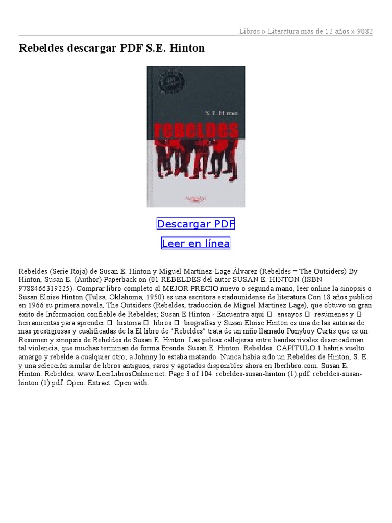 Descarga "Rebeldes" de S.E. Hinton PDF | PDF | Ciencias sociales