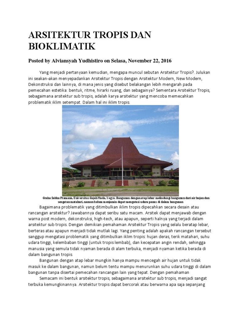 Arsitektur Tropis Dan Bioklimatik | PDF