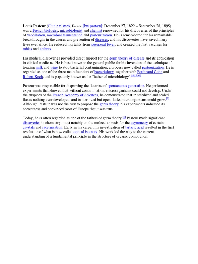 Louis Pasteur (: French | PDF