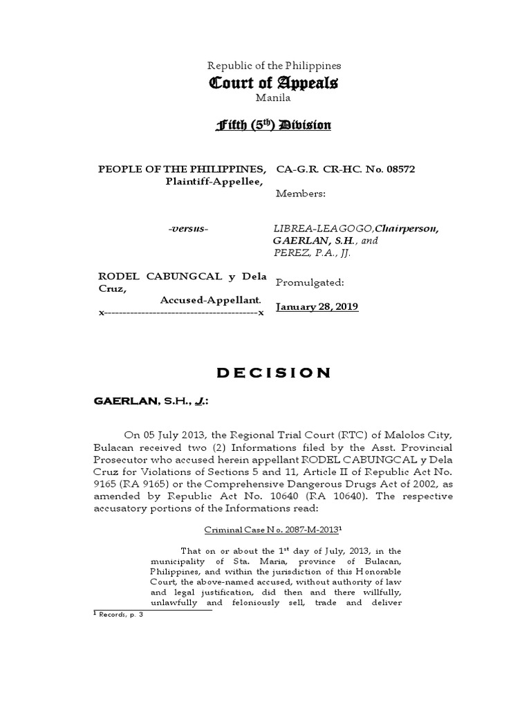 Court of Appeals: Fifth (5) Division | PDF | Testimony | Prosecutor