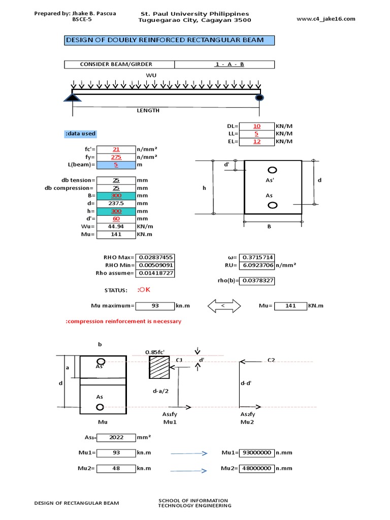 500x300 Tank - Girder - 1 Design | PDF | Beam (Structure) | Reinforced ...