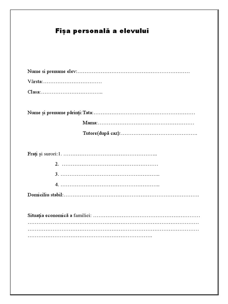 0 Fisa Personala A Elevului | PDF