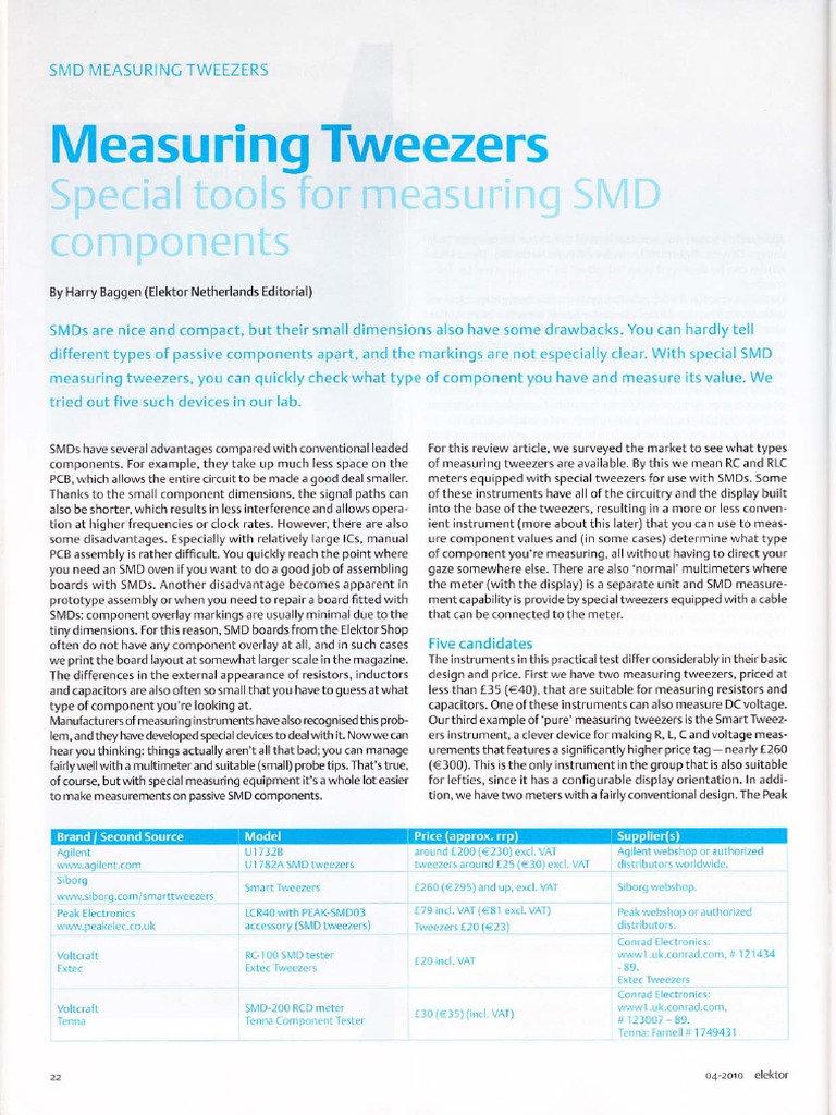 Measuring: Tweezers | PDF | Capacitor | Resistor