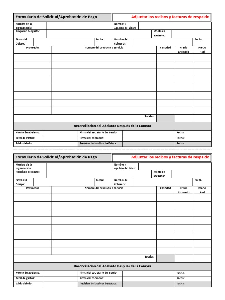Formulario de Solicitud de Pago 042420178 Carta o A4 | PDF | Precios ...