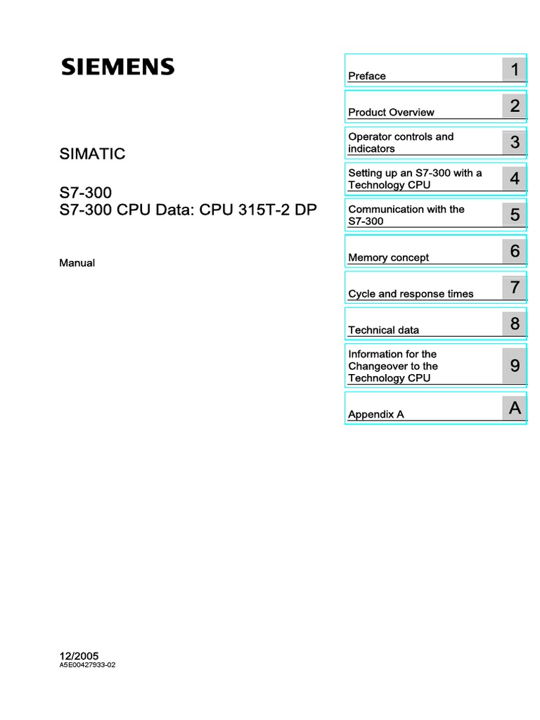 SIMATIC S7-300 S7-300 CPU Data: CPU 315T-2 DP | PDF | Central Processing Unit | Computer Program