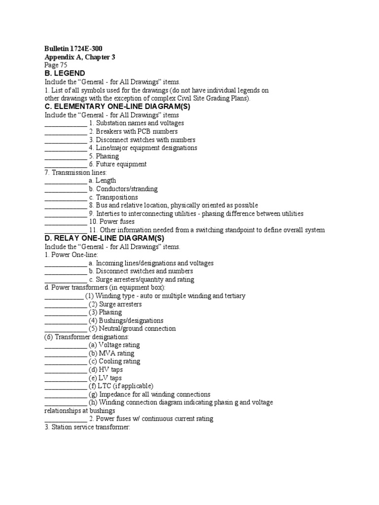 Bulletin 1724e Ee Design Checklist | PDF | Relay | Electrical Substation
