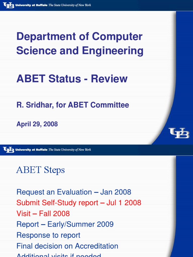 Department of Computer Science and Engineering ABET Status - Review ...