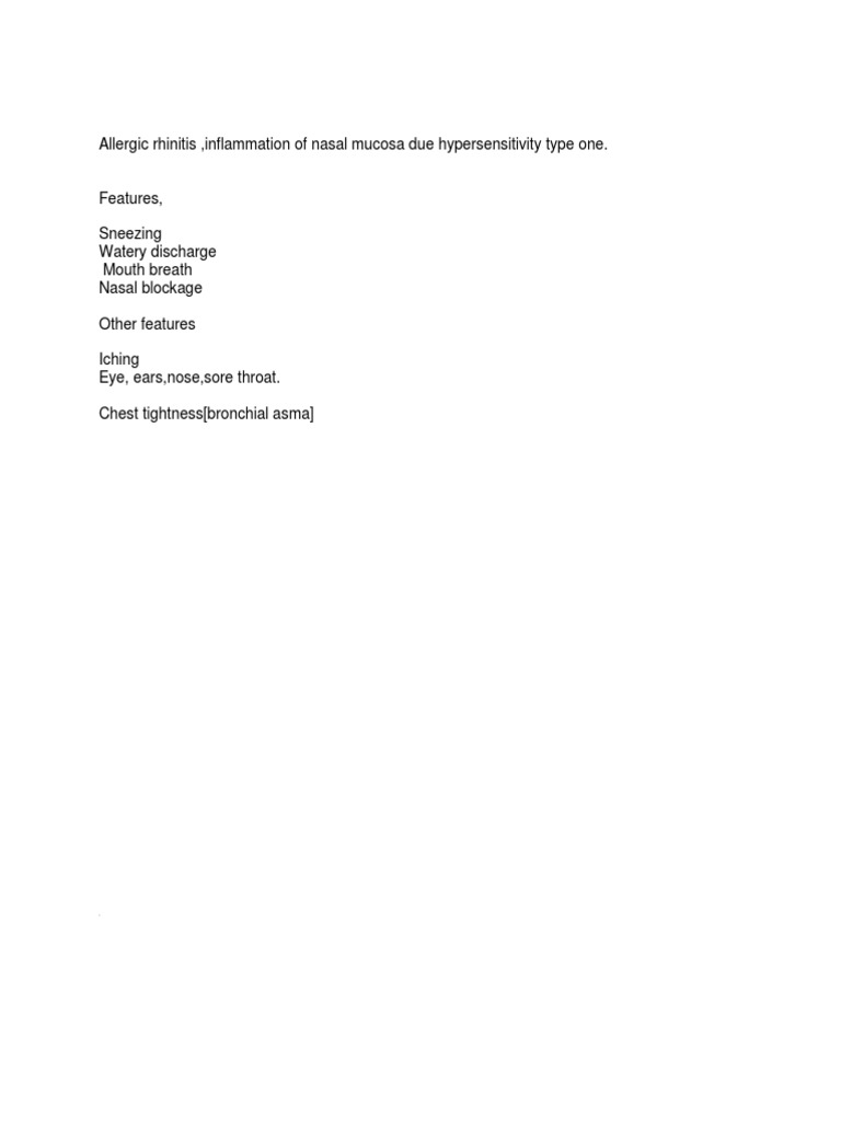 Allergic Rhinitis, Inflammation of Nasal Mucosa Due Hypersensitivity ...