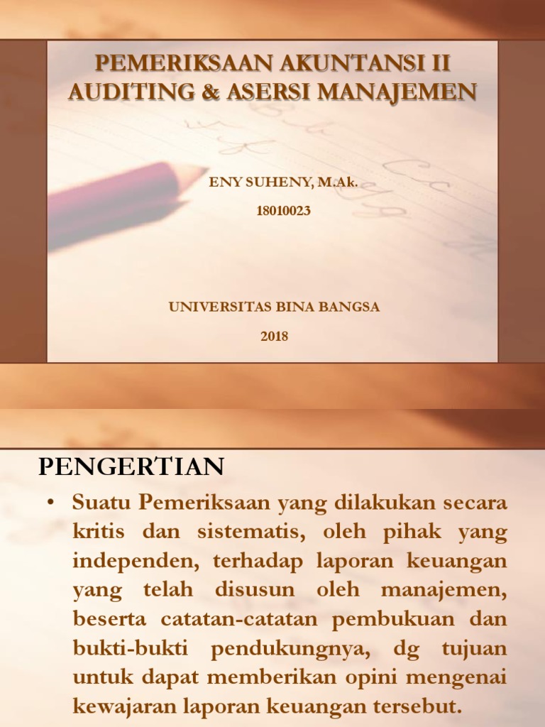 01 PPT Auditing & Asersi Manajemen | PDF