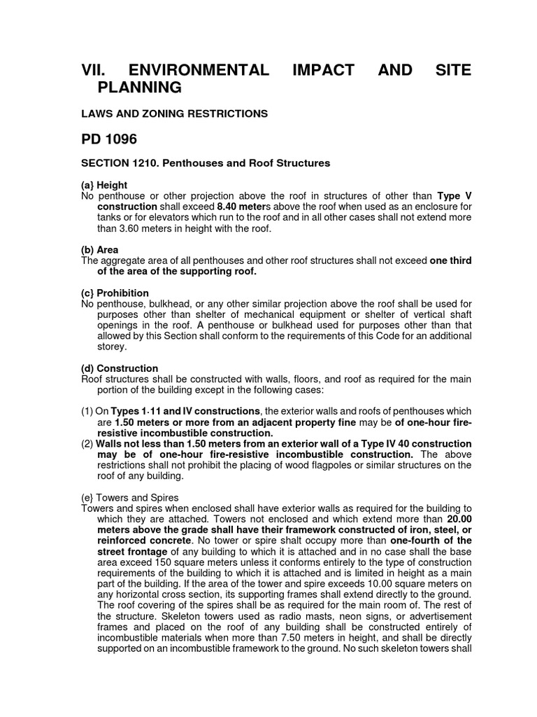 Vii. Environmental Impact AND Site Planning: Laws and Zoning ...