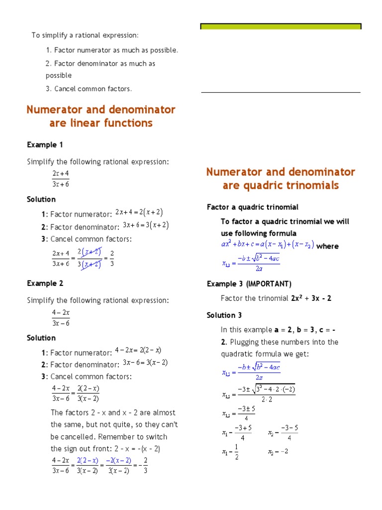 To Simplify A Rational Expression | PDF | Teaching Methods & Materials