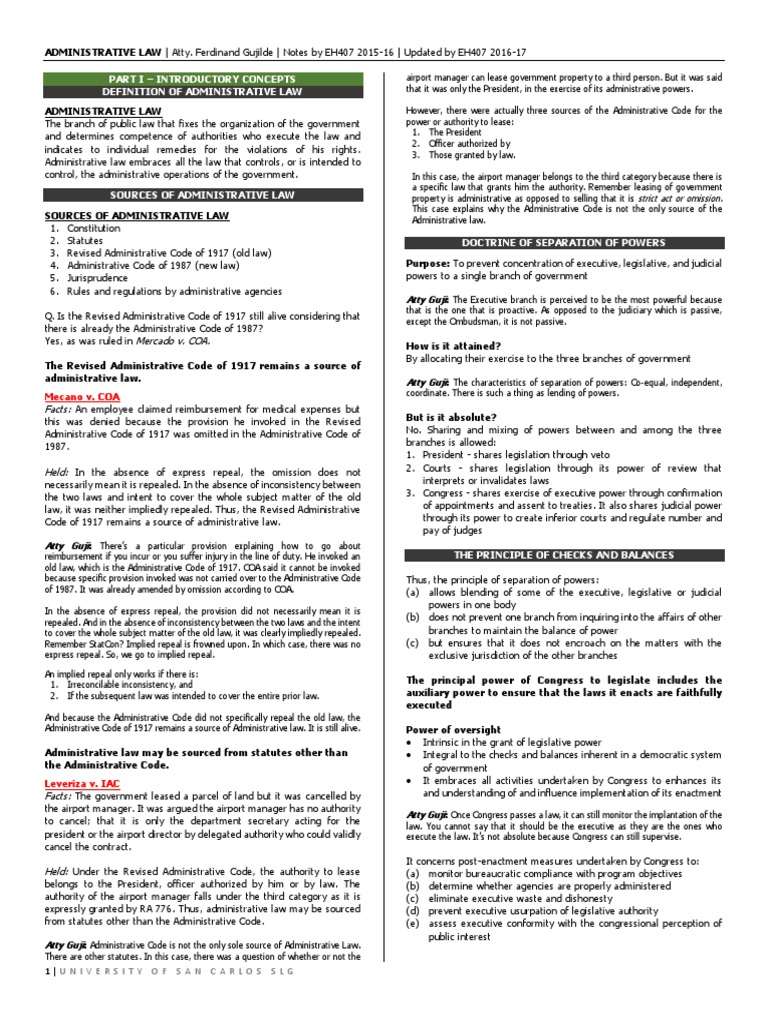 4 FINALS Admin Law I II III 1 of 2 PDF | PDF | United States Congress ...