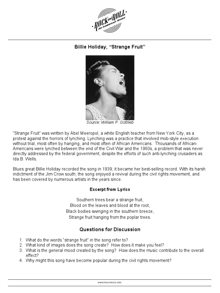 Billie Holiday Strange Fruit - Edited | PDF