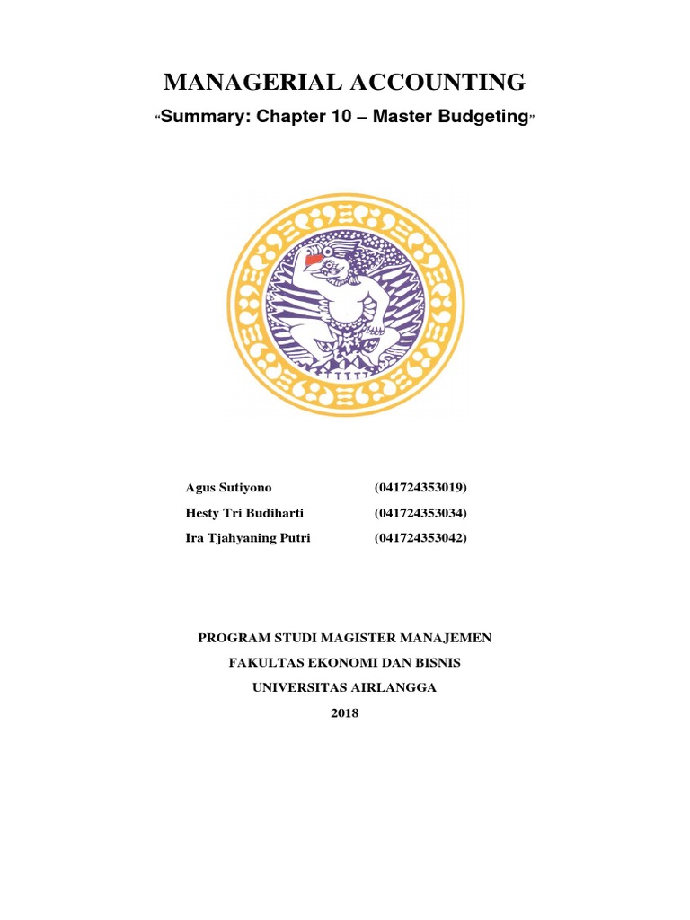 Managerial Accounting: Summary: Chapter 10 - Master Budgeting | PDF ...