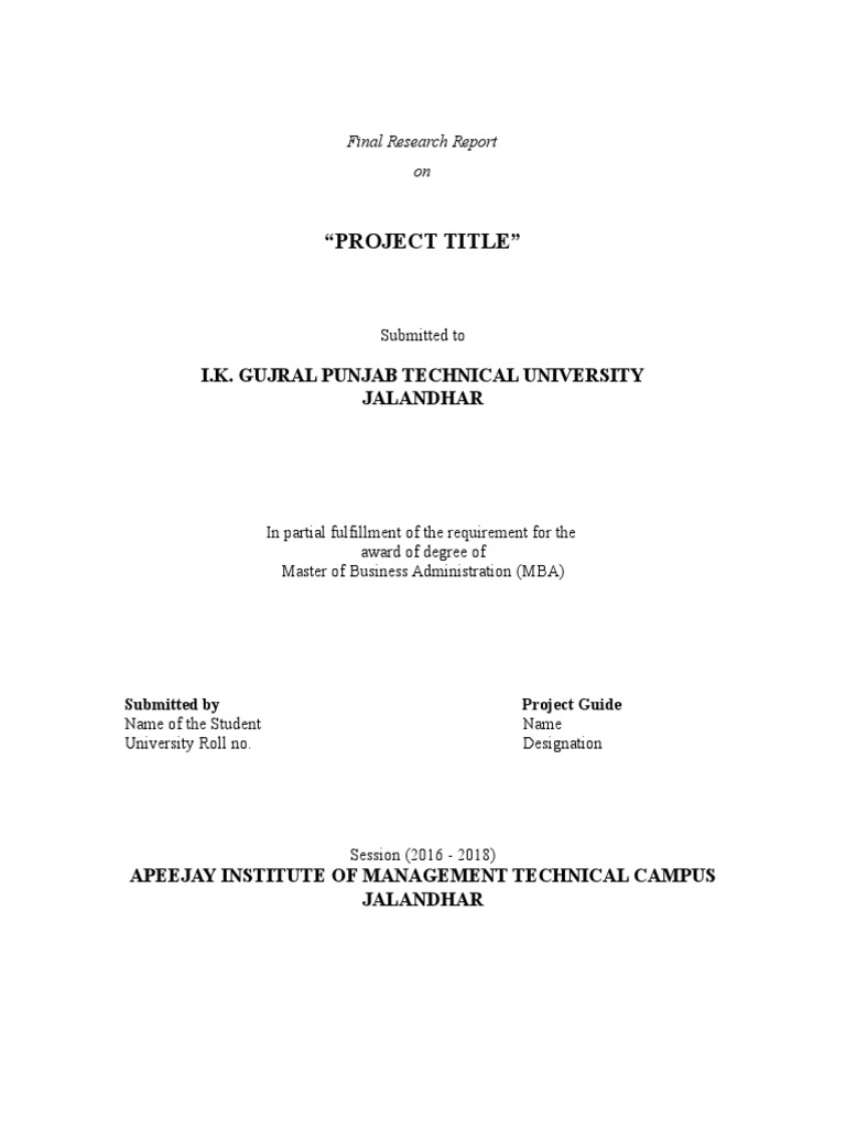 Final Research Report Format | Download Free PDF | American Psychiatric ...