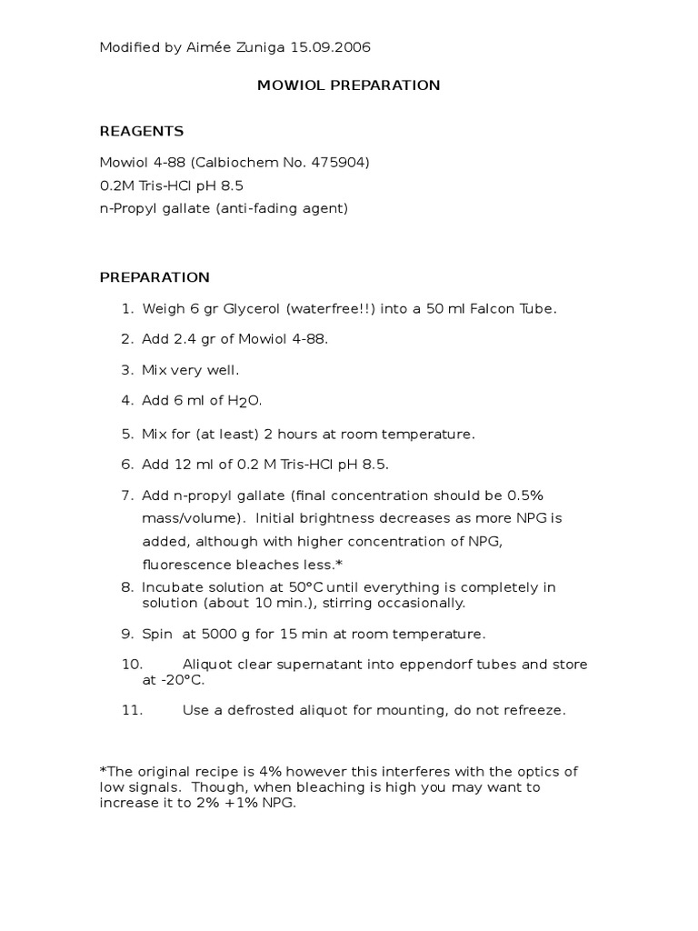 Mowiol | PDF | Applied And Interdisciplinary Physics | Physical Chemistry