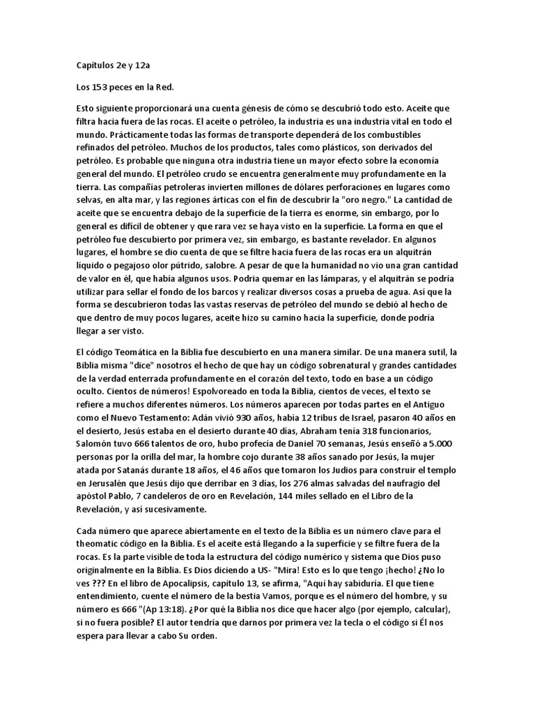 Teomatics - Los 153 Peces | PDF | Petróleo | Aleatoriedad