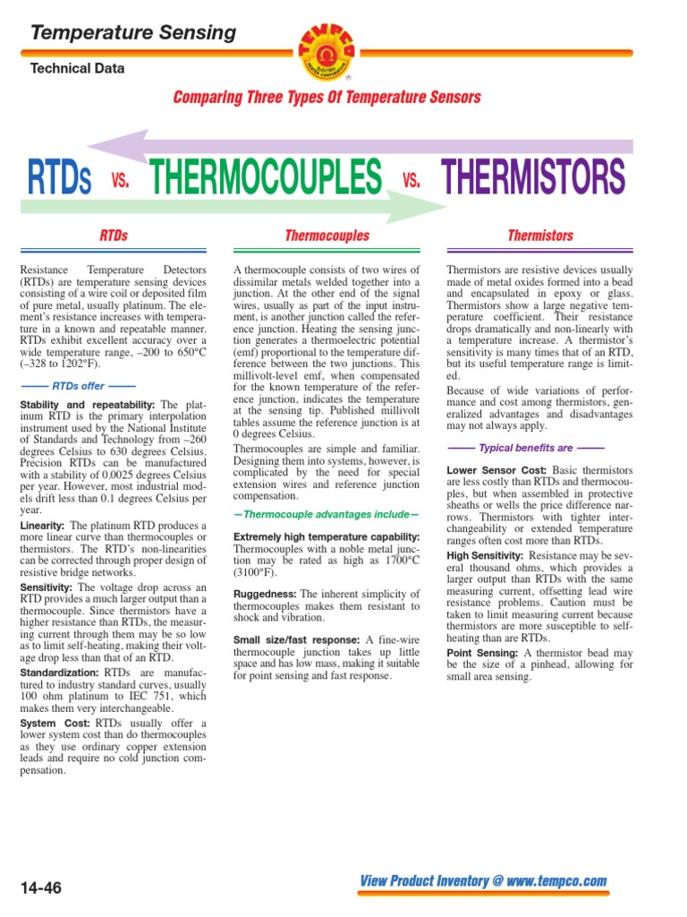 Sensor Compare Chart | PDF | Thermocouple | Electromagnetism
