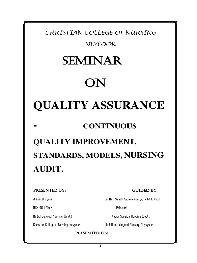 Seminar-Quality Assurance Correction Asir | PDF | Goal | Business Process