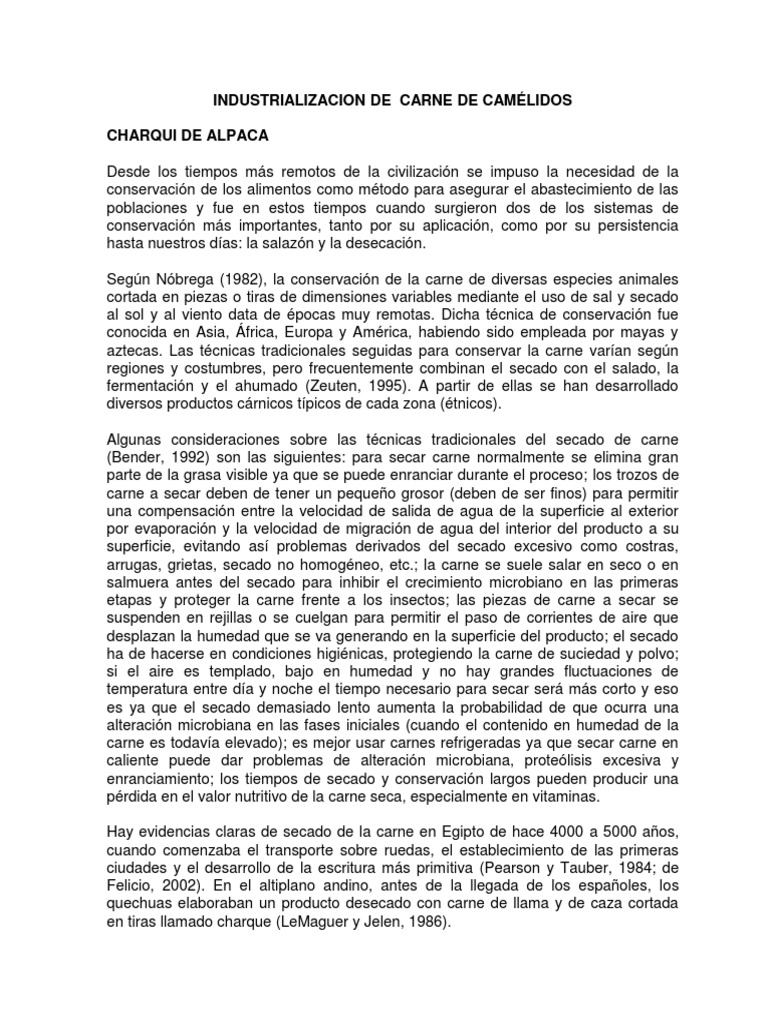 Charqui de Alpaca | PDF | Carne | sal
