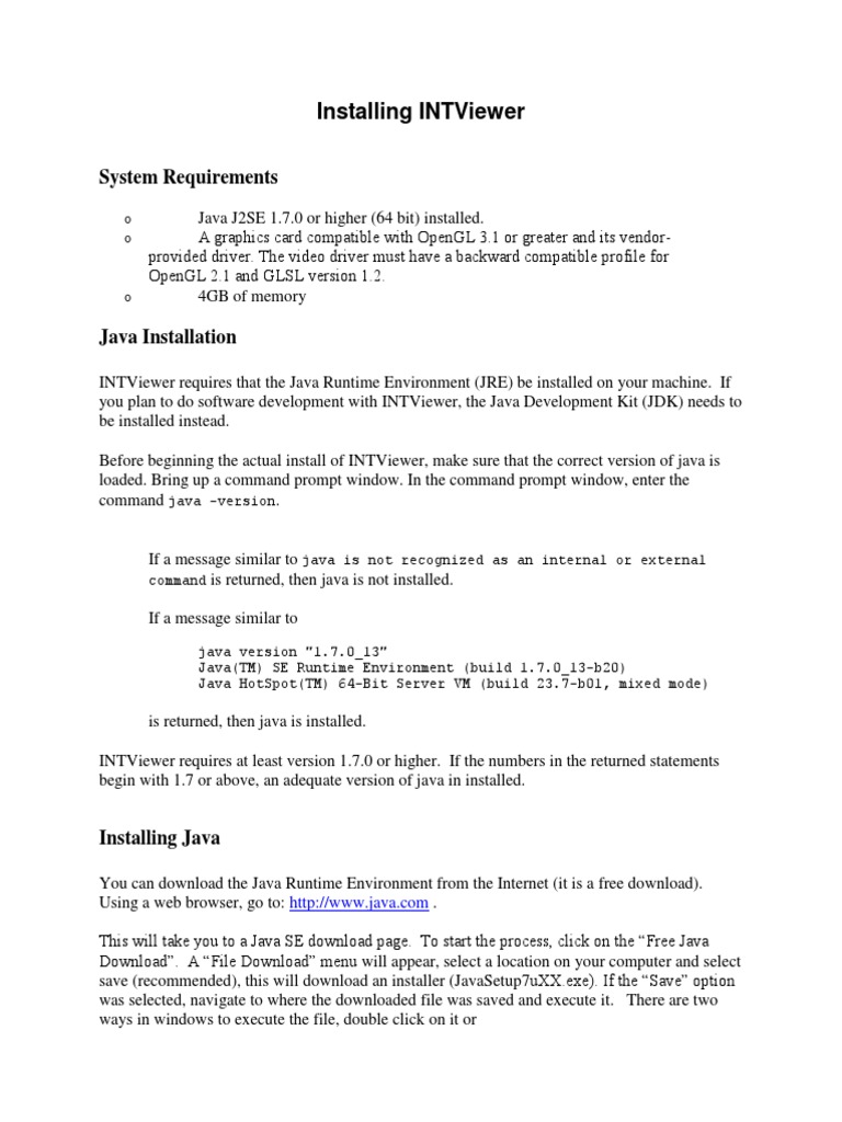 Installing INTViewer: A Step-by-Step Guide to Installing the INTViewer Application | PDF | Java ...