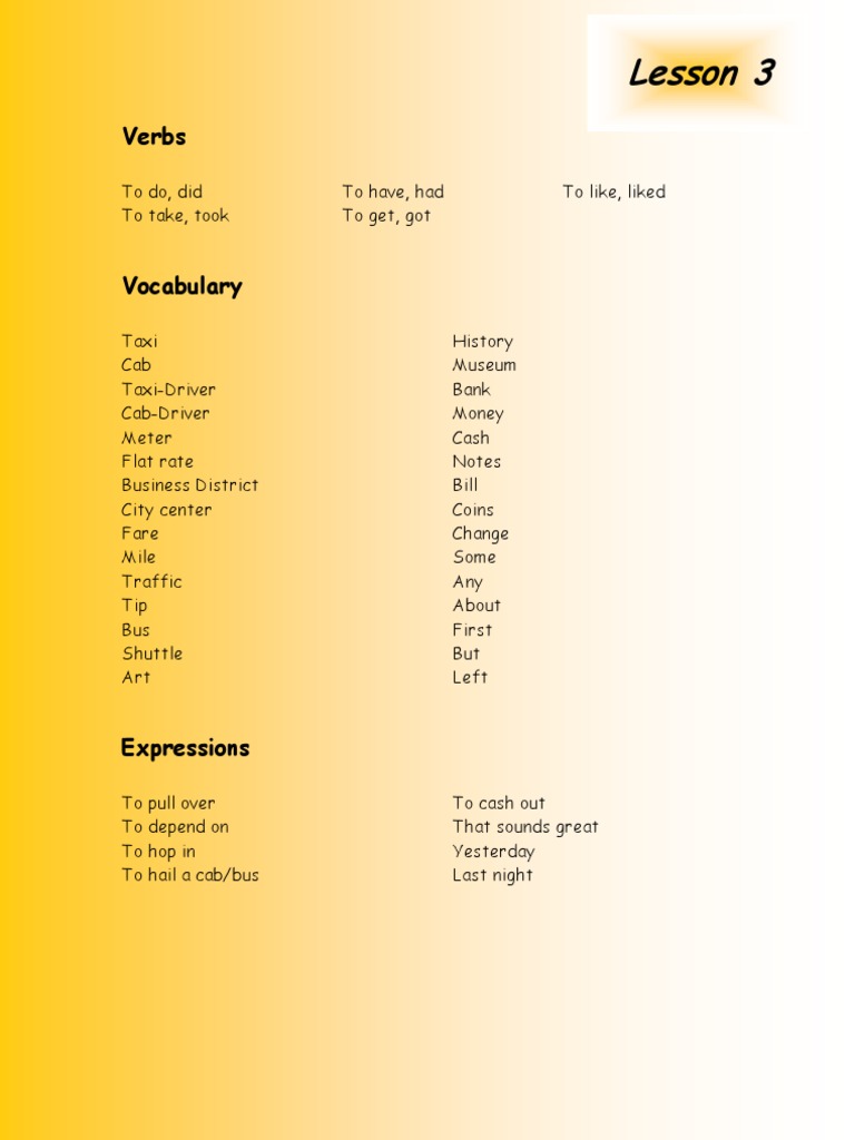 English for Travelers | PDF | Grammatical Tense | Taxicab