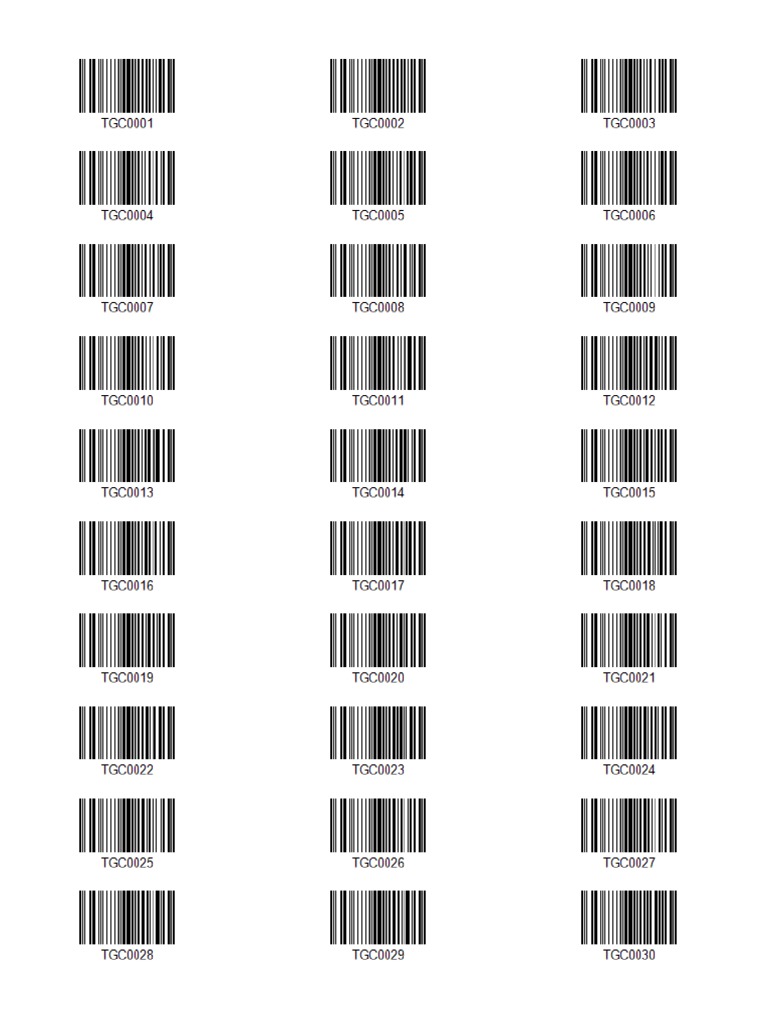 TGC Barcodes 1-100 PDF | PDF