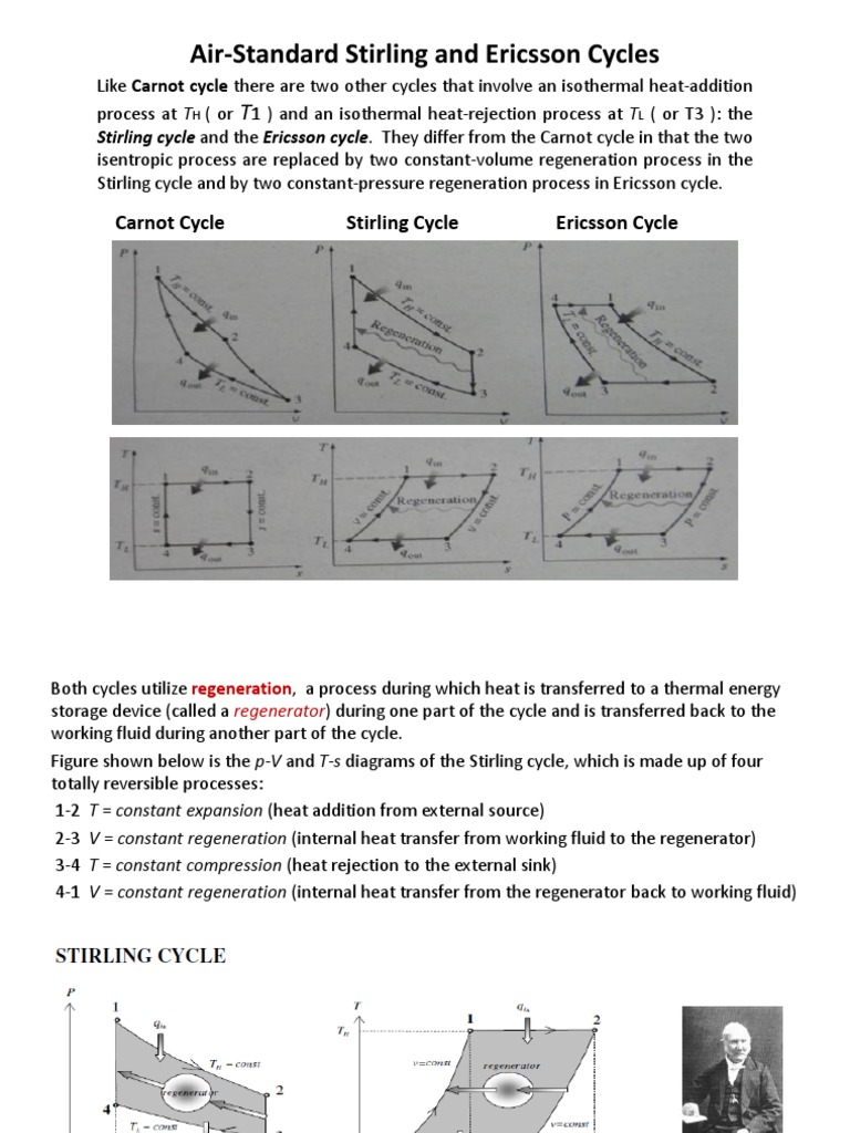Stirling and Ericsson Cycle Analysis | PDF | Internal Combustion Engine ...