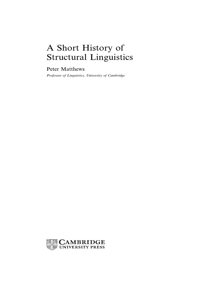 A Short History of Structural Linguistics PDF | PDF | Linguistics ...