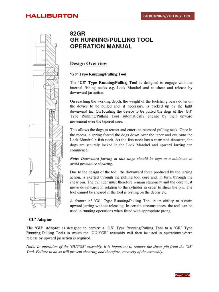 82GR GR Running/Pulling Tool Operation Manual: Design Overview | PDF ...