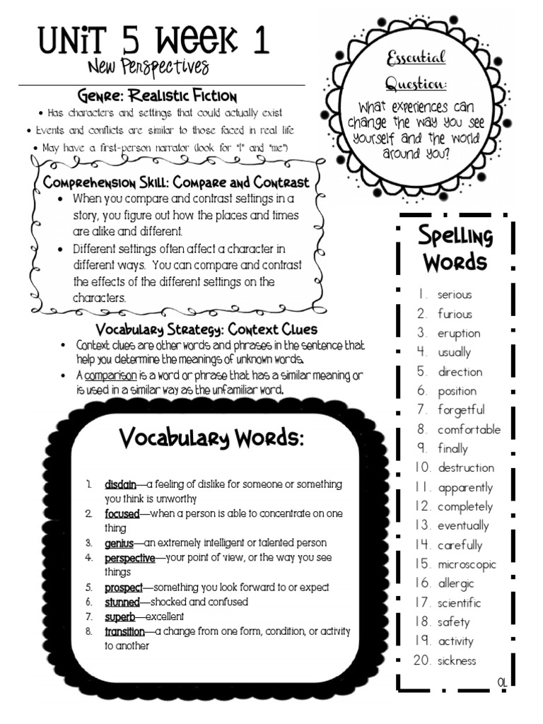 Unit 5 Week 1 Newsletter | PDF | Narration | Cognitive Science