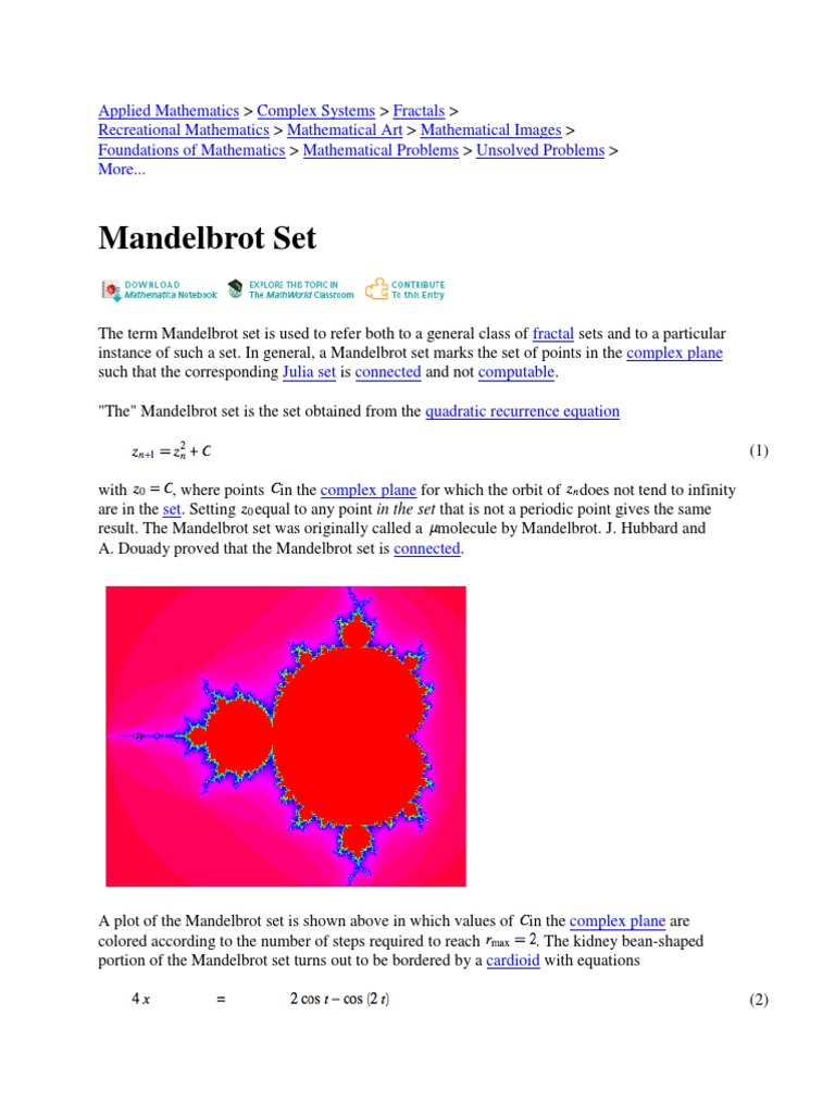 Mandelbrot and Julia Set | PDF | Fractal | Analysis