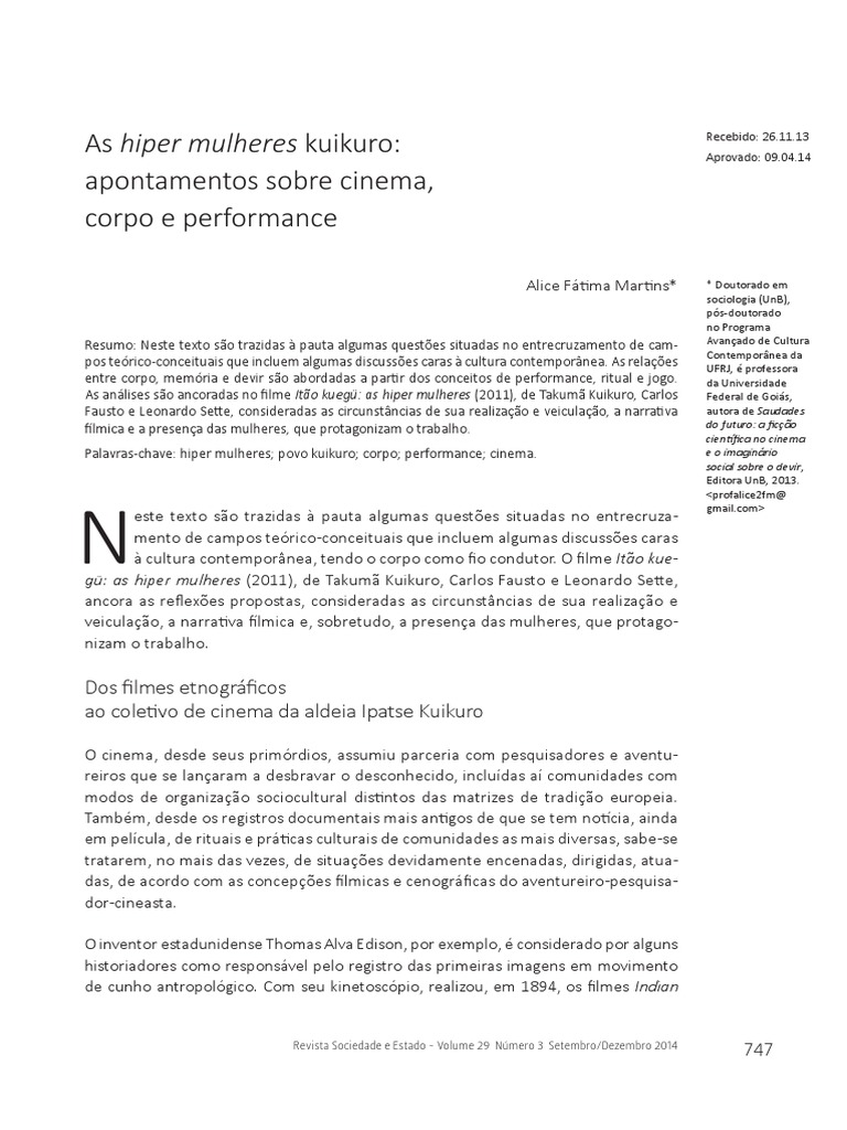 Hiper Mulheres Kuikuro: Cinema e Performance | PDF | Rituais | Documentário