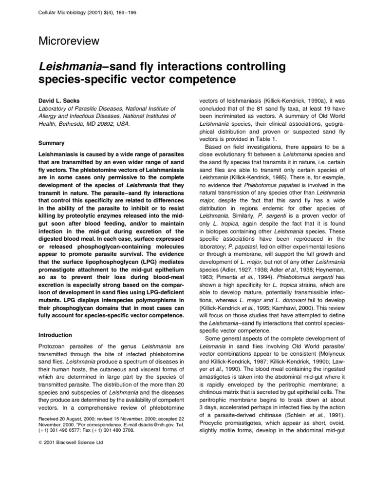 Sandfly Parasite Interaction | PDF | Leishmania | Vector (Epidemiology)
