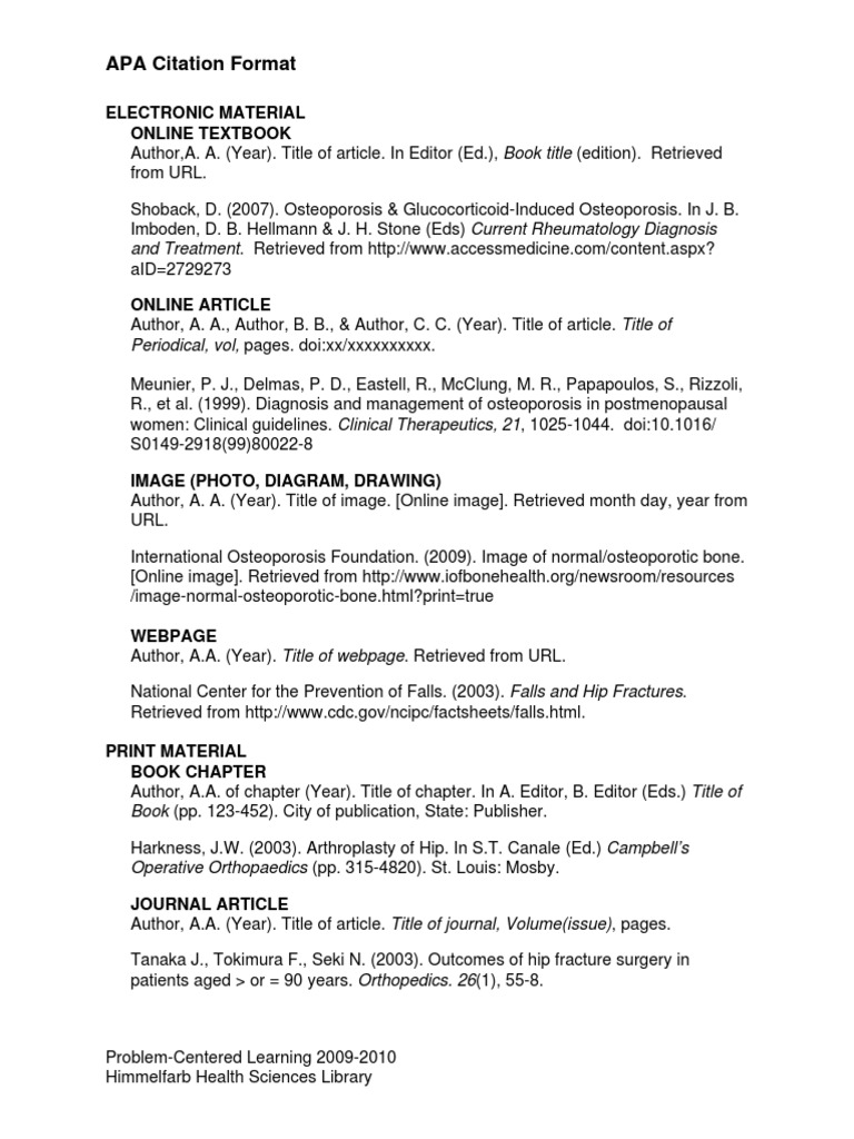 APA Citation Format: Electronic Material Online Textbook | PDF