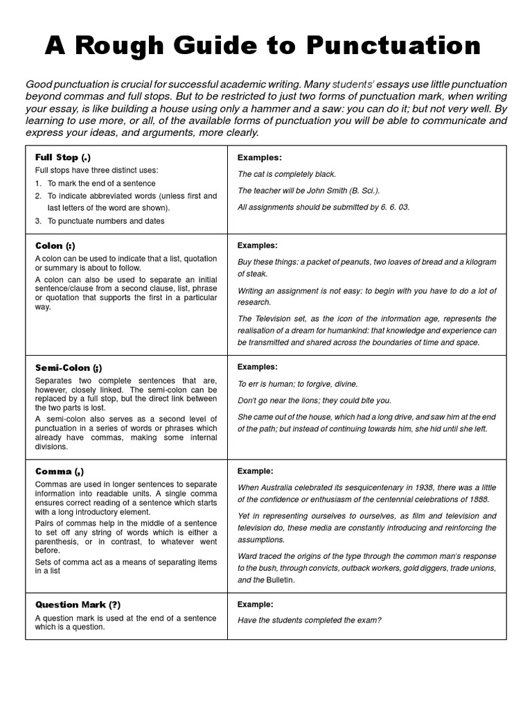 Simple Guide To Punctuation | PDF | Punctuation | Bracket