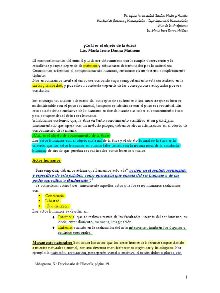Cual Es El Objeto de La Etica | PDF | Moralidad | Homo Sapiens