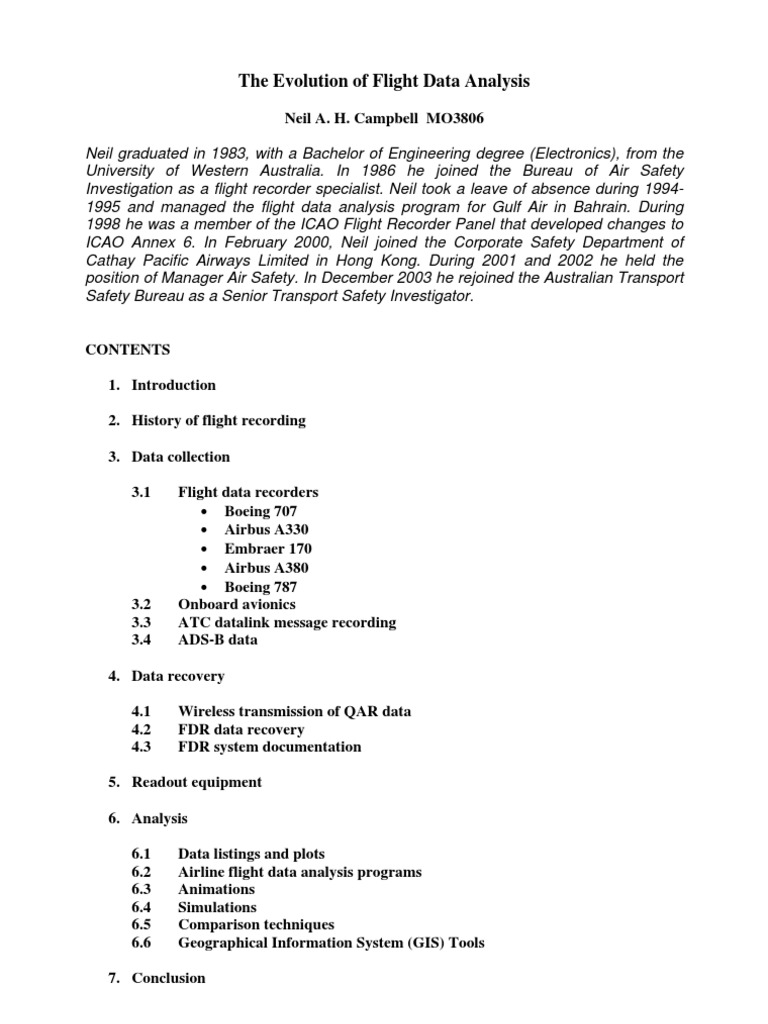 The Evolution of Flight Data Analysis Neil Campbell | PDF | Flight ...