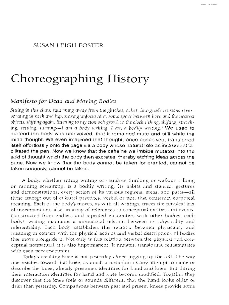 Choreographing History: Susan Leigh Foster | PDF | Dances | Cognitive ...