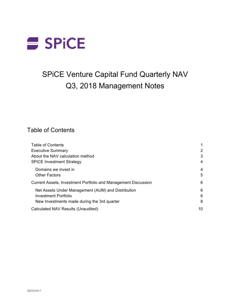 Spice VC Q3+2018+NAV+Report+-+Management+Notes | PDF | Investment Fund ...
