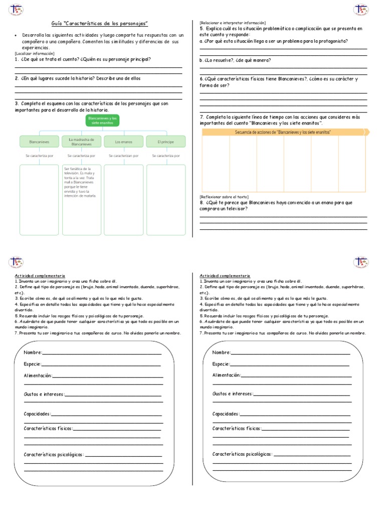 Guía para el análisis de personajes en cuentos | PDF | Blanco como la nieve
