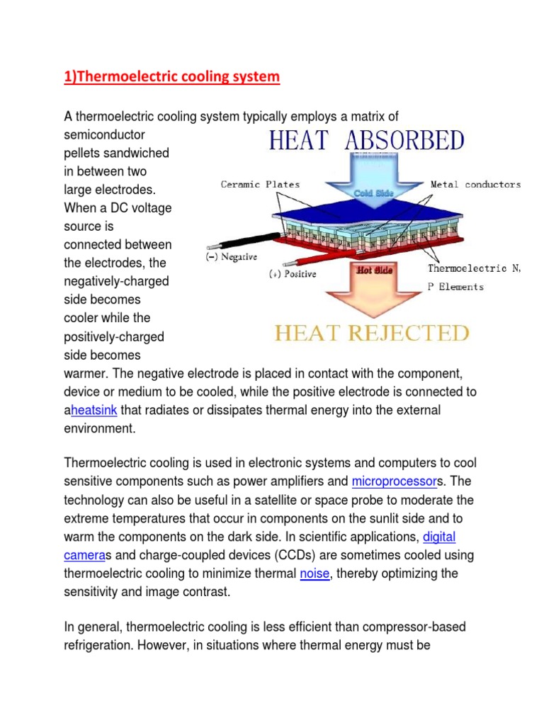 1) Thermoelectric Cooling System: Heatsink | PDF | Gases | Engineering ...