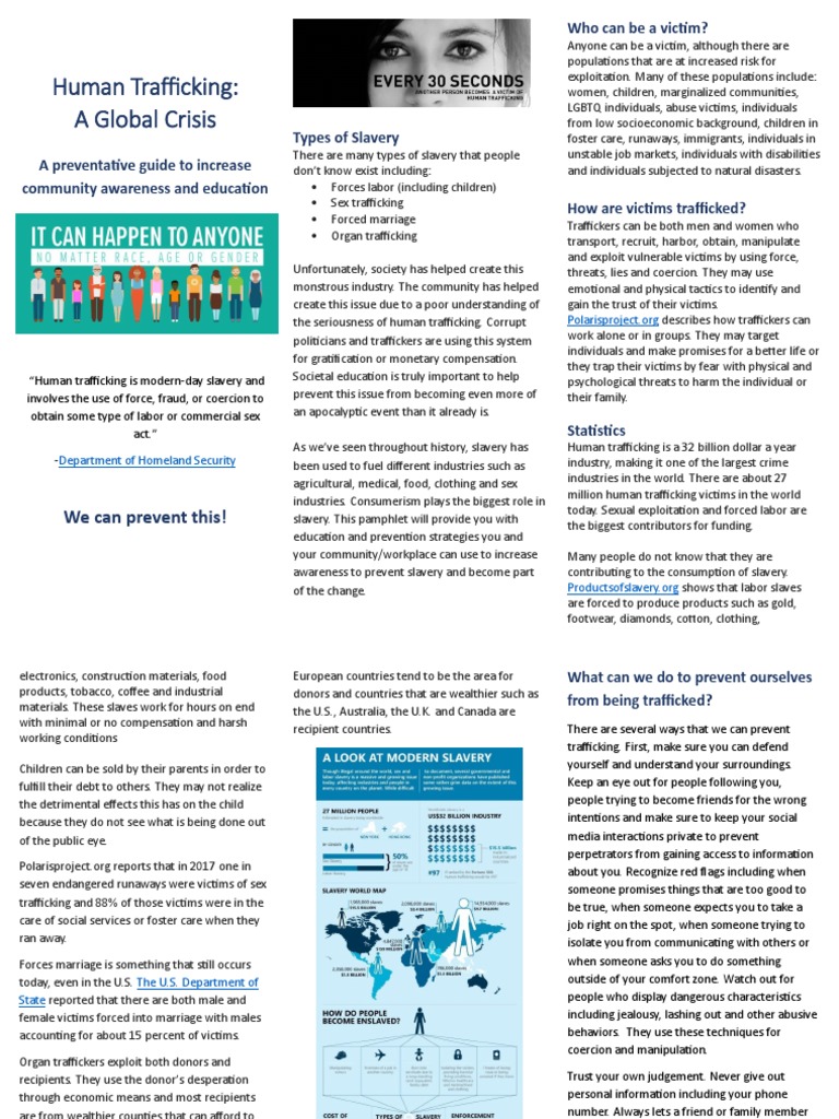 Human Trafficking Pamphlet Final Draft PDF | PDF | Sex Trafficking ...